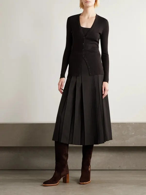 Gabriela Hearst Pleated Wool-blend Midi Skirt