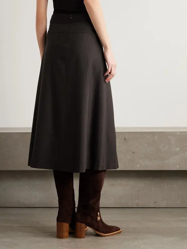 Gabriela Hearst Pleated Wool-blend Midi Skirt