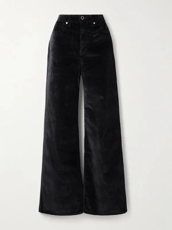 Veronica Beard Taylor Velvet Wide-leg Trousers - Black