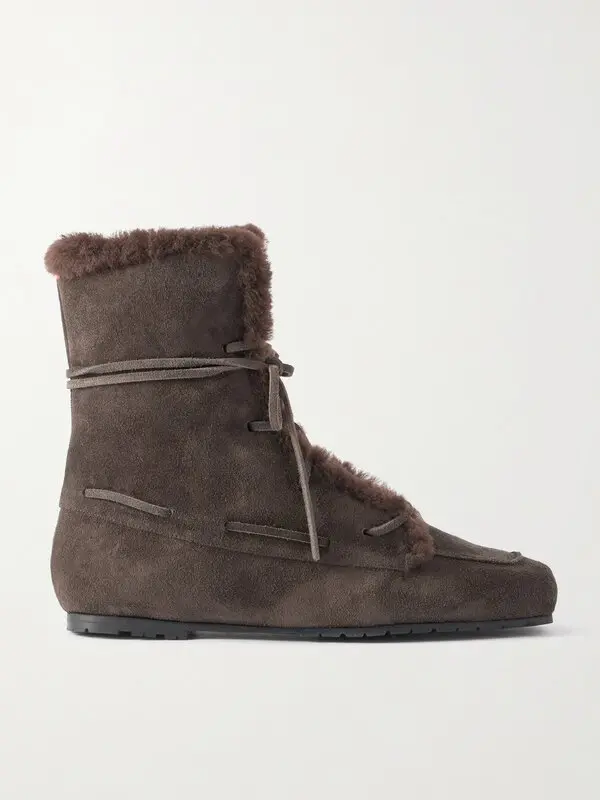 AeydĒ Paul Shearling Ankle Boots - Brown