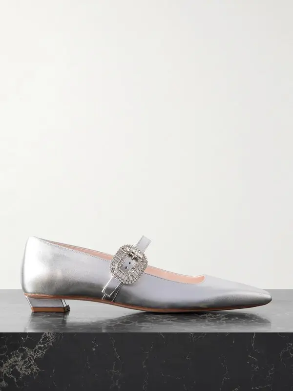 ROGER VIVIER Belle Vivier Mary Jane Ballet Flats - Silver