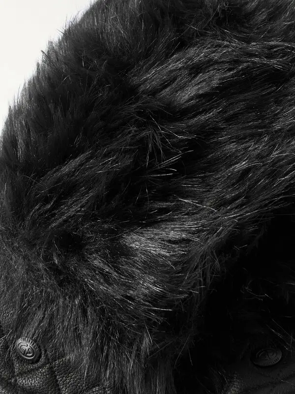 Goldbergh Hill Plush-trimmed Leather Mittens - Black