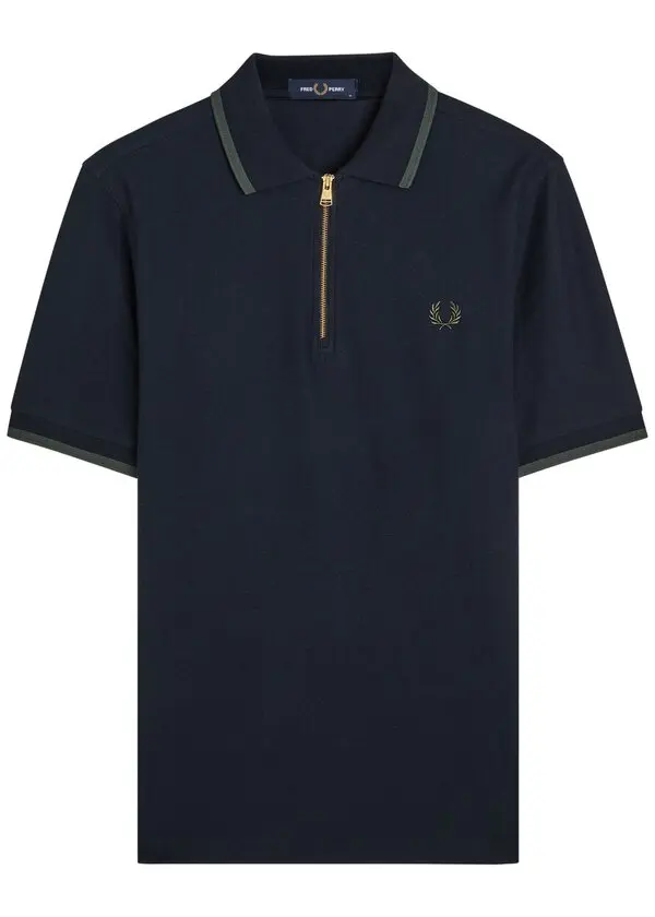 Fred Perry Logo-embroidered Cotton Polo Shirt - Navy