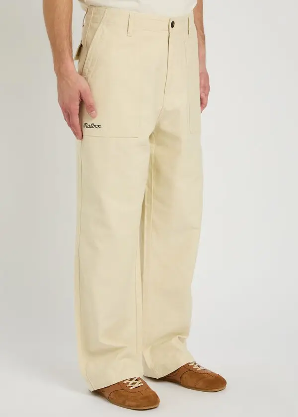 MALBON Logo-embroidered Cotton Trousers