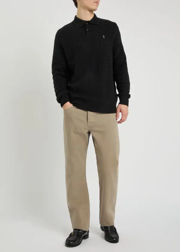 Polo Ralph Lauren Cable Knit Wool And Cashmere-blend Polo Jumper