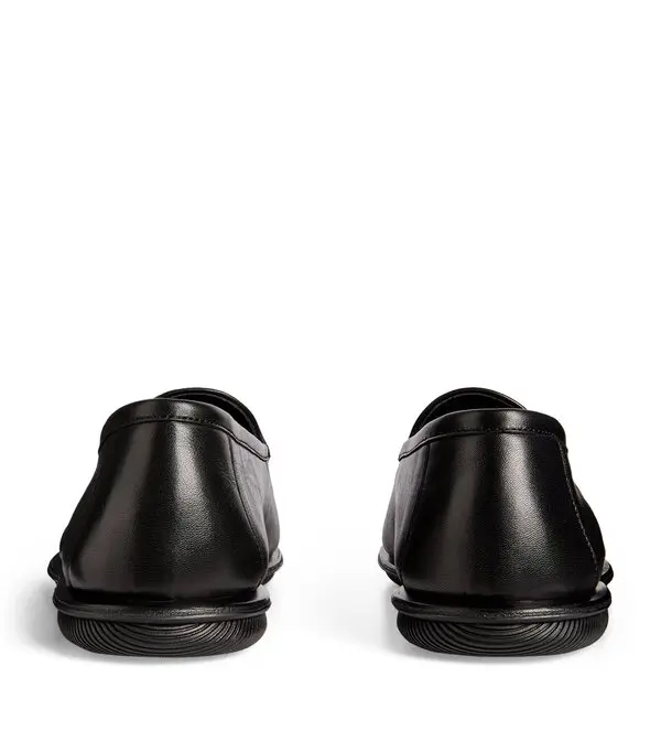 Giorgio Armani Leather Monogram-embroidered Loafers