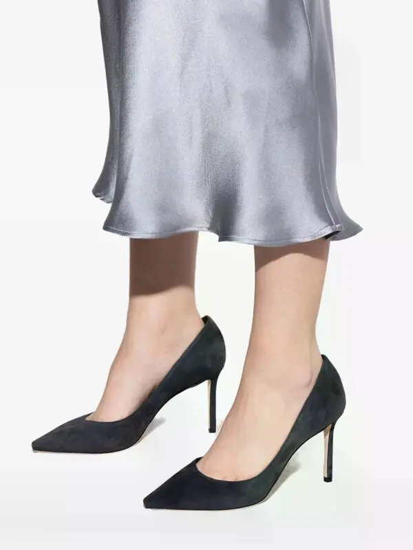 JIMMY CHOO Romy Suede Pointed Toe Stiletto Heel Pumps - Grey