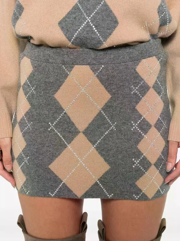 Retrofete Cecilie Embellished Argyle Mini Skirt - Grey
