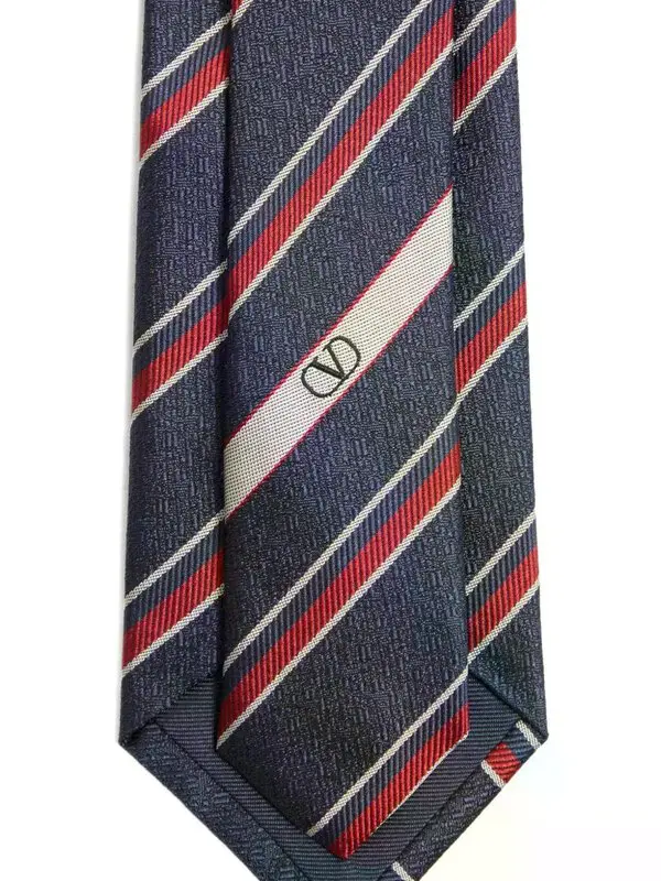 Valentino Garavani Jacquard Regimental Silk Tie - Blue