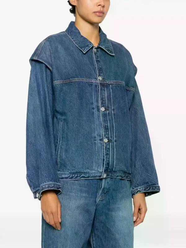 KURO Indigo Faded Effect Button-up Jacket