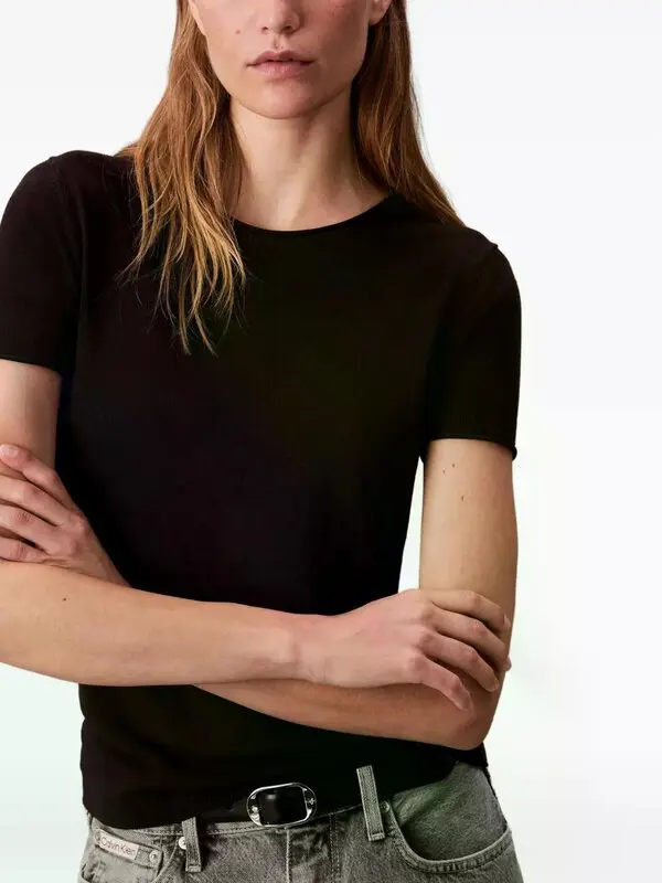 Calvin Klein Fine Knit Round Neck Short Sleeve Top