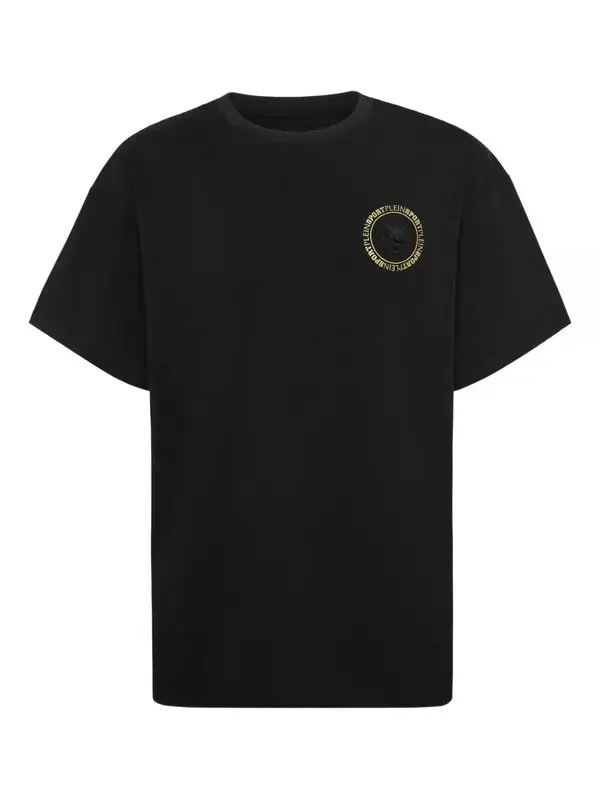 PLEIN SPORT Back-logo Circular-plaque T-shirt - Black