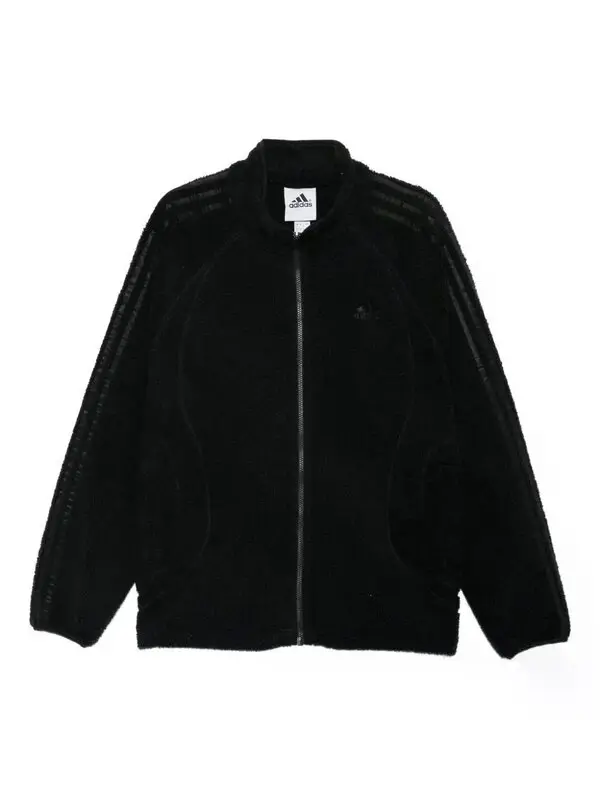 Adidas Borg Three-stripe Zip Sweatshirt - Black
