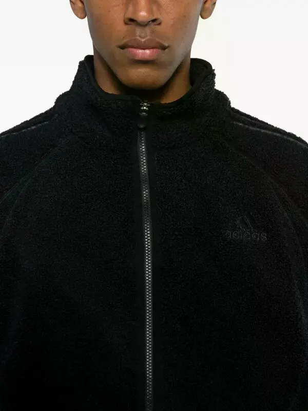 Adidas Borg Three-stripe Zip Sweatshirt - Black