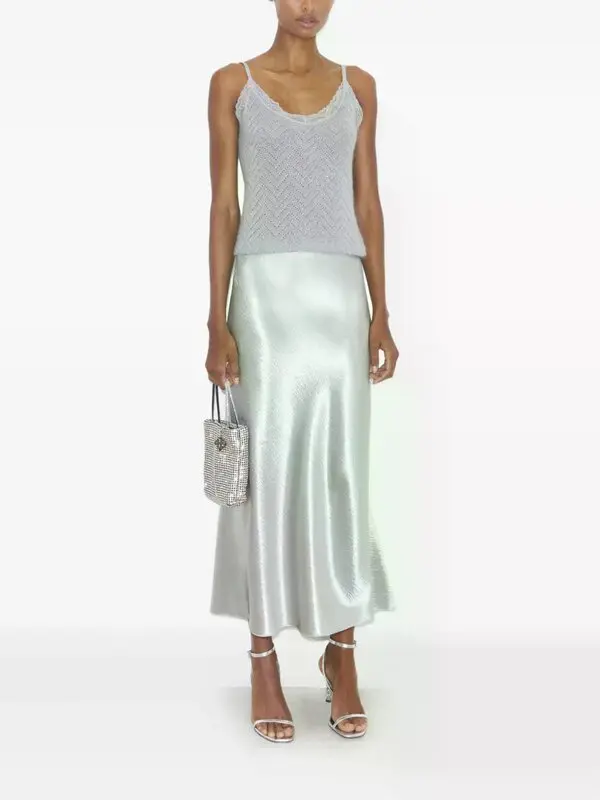 Tory Burch Satin Midi Skirt - Silver