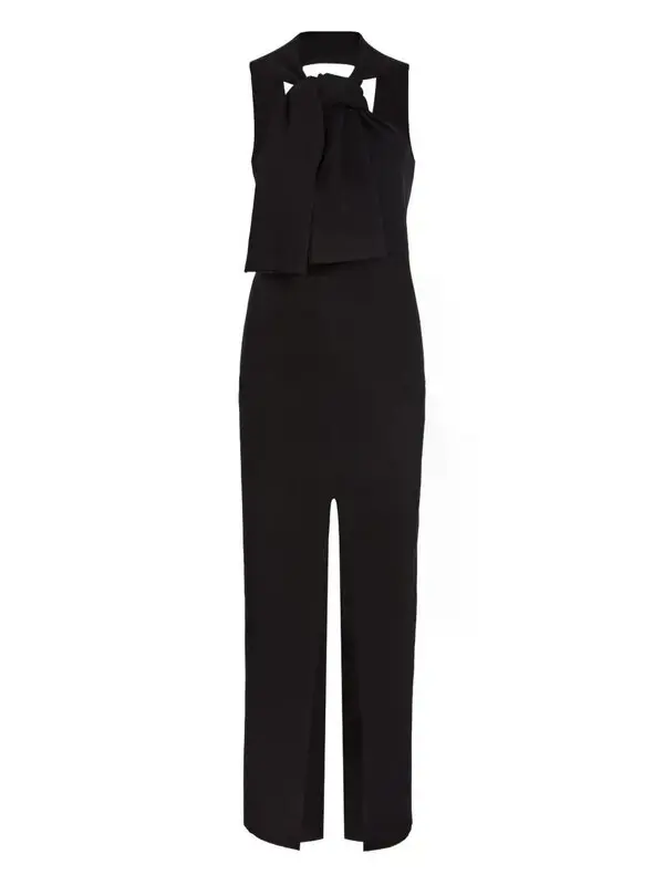 A.W.A.K.E. Mode Neck-tie Midi Dress - Black