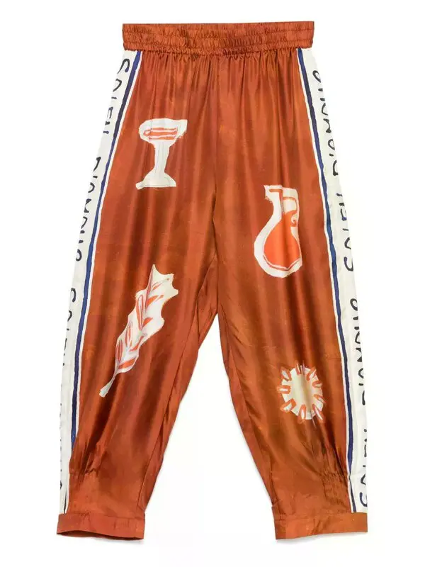 ALEMAIS Alemas Soleil D'amour Print Trousers - Brown