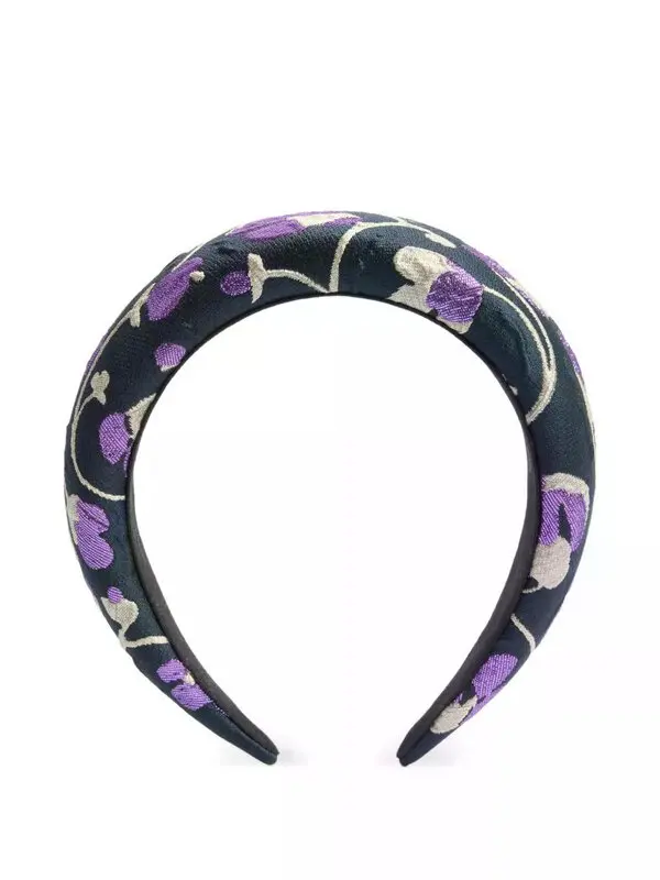 La DoubleJ Medici Floral Jacquard Padded Headband - Black