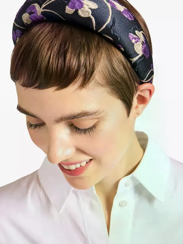 La DoubleJ Medici Floral Jacquard Padded Headband - Black