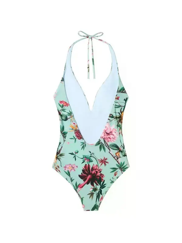 La DoubleJ Floral Print Halterneck One-piece Swimsuit