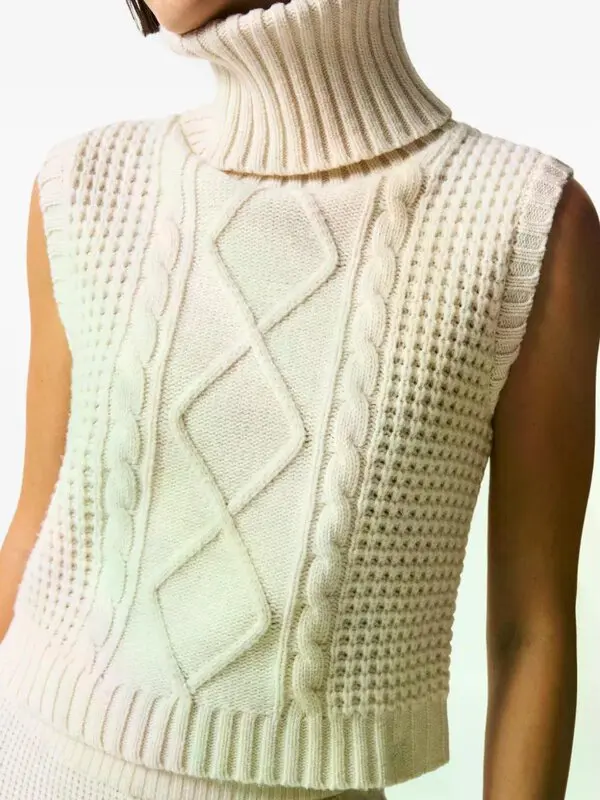 Perfect Moment Cable Knit Roll Neck Sleeveless Top