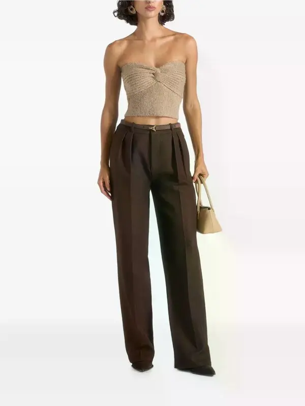 Manière De Voir Taupe Knit Shrug And Bandeau Set