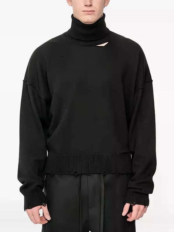 Andrea Ya'aqov Distressed Roll Neck Sweater
