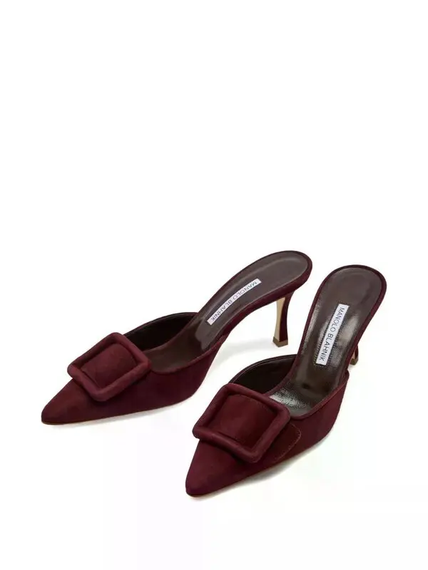 Manolo Blahnik 70mm Waysale Buckle Mules - Red
