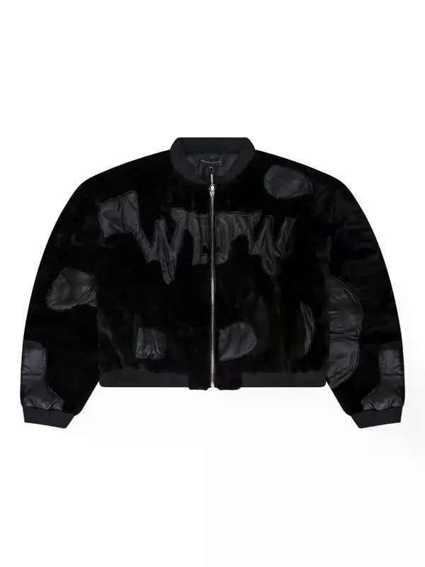 WHO DECIDES WAR Appliqué Zip-up Bomber Jacket - Black
