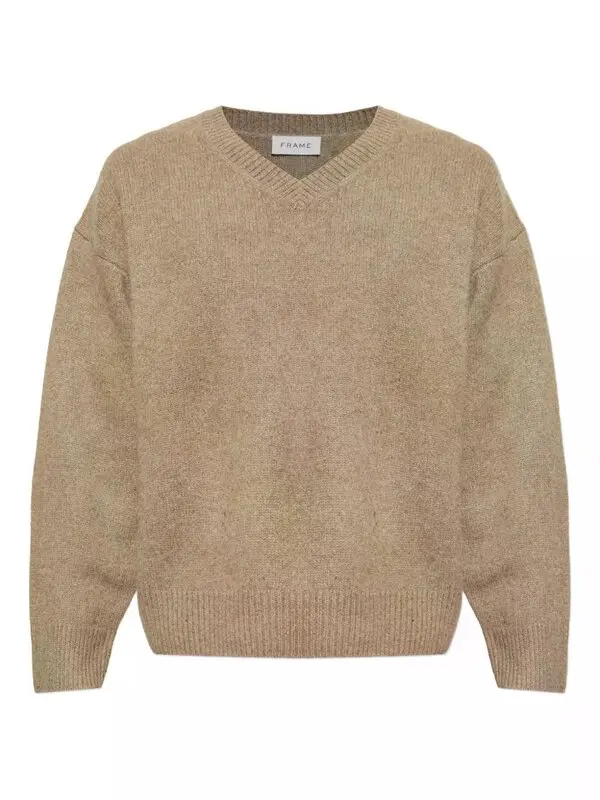 FRAME V-neck Sweater With Ribbed Trim