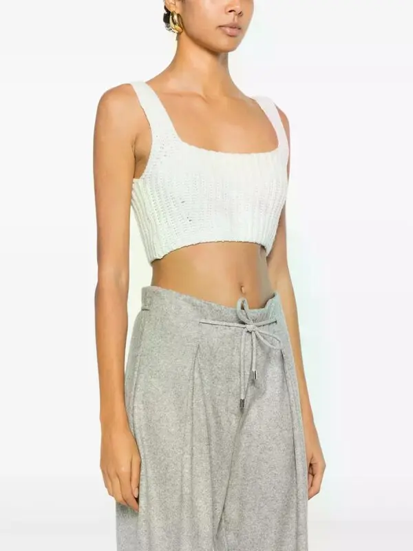 ELY ELY Ribbed Square Neck Sleeveless Knit Top