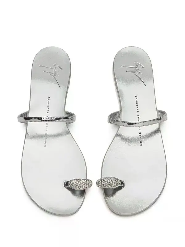 GIUSEPPE ZANOTTI Embellished Thong Sandals - Silver