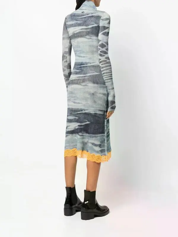 DIESEL® Tie-dye Ribbed-knit Dress - Blue