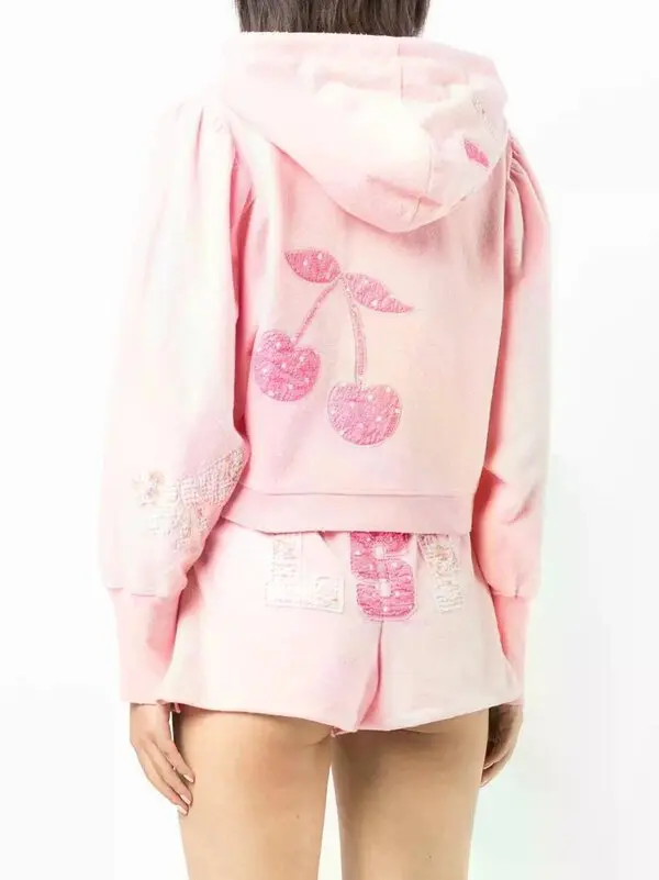 LoveShackFancy Hasana Zip-up Appliqué Hoodie