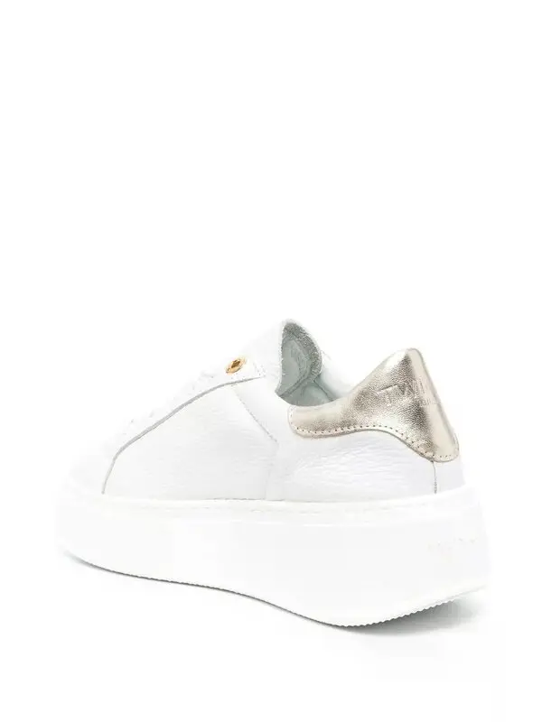 TWINSET Calf Leather Platform Trainers With Contrasting Heel