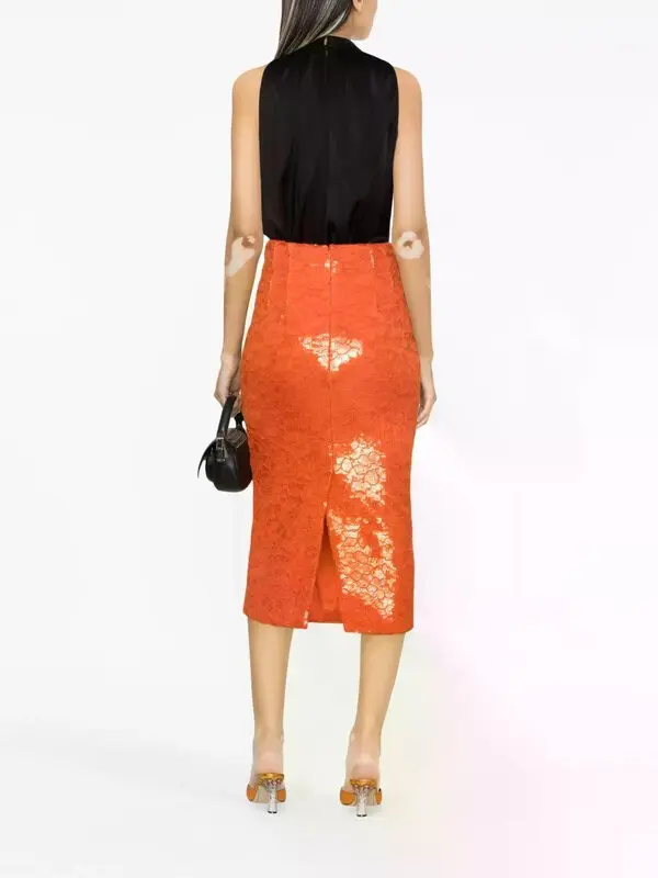 LAQUAN SMITH Sequinned-crêpe And Corded Lace Skirt