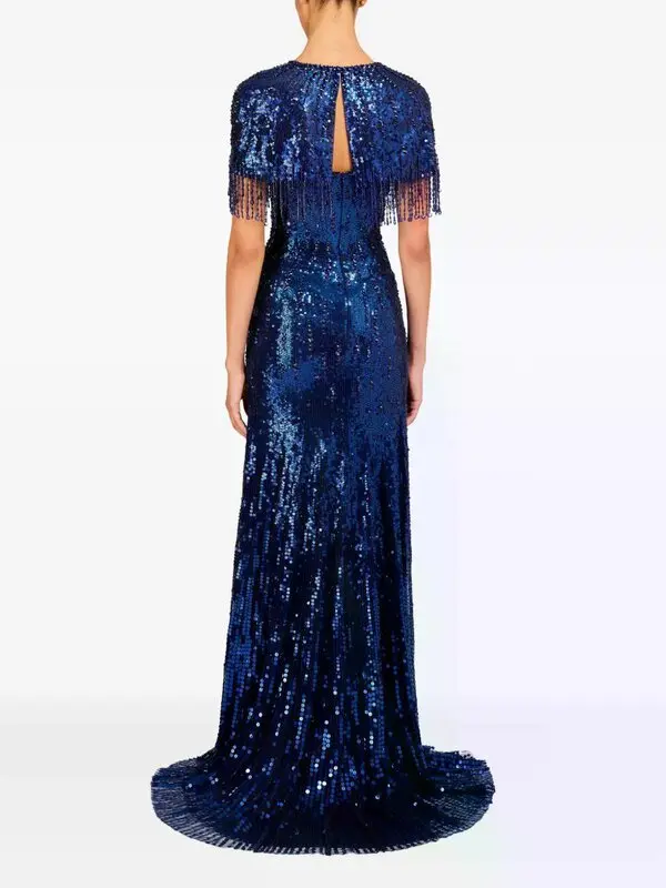 Jenny Packham Dazzle Dream Sequin Cape With Fringed Detailing