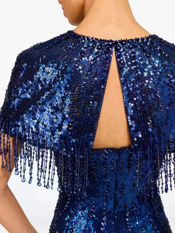 Jenny Packham Dazzle Dream Sequin Cape With Fringed Detailing