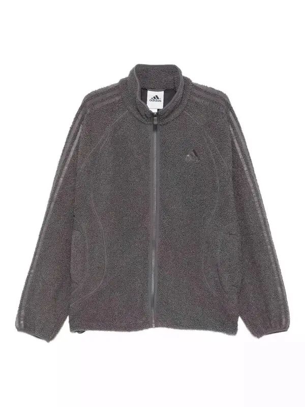 Adidas Three-stripe Zip Sweatshirt - Grey