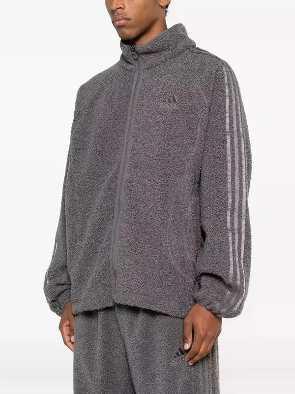 Adidas Three-stripe Zip Sweatshirt - Grey