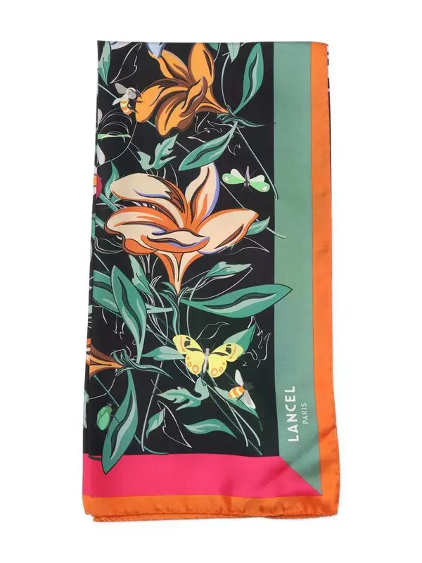 LANCEL Floral-print Scarf - Black