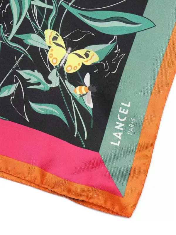 LANCEL Floral-print Scarf - Black