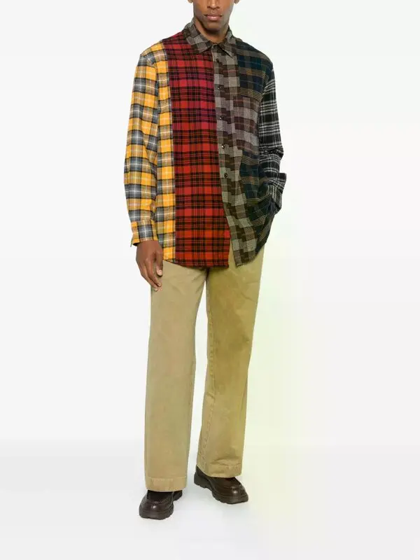 SONG FOR THE MUTE Color-block Check Shirt