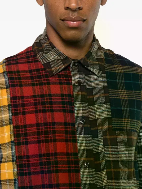 SONG FOR THE MUTE Color-block Check Shirt