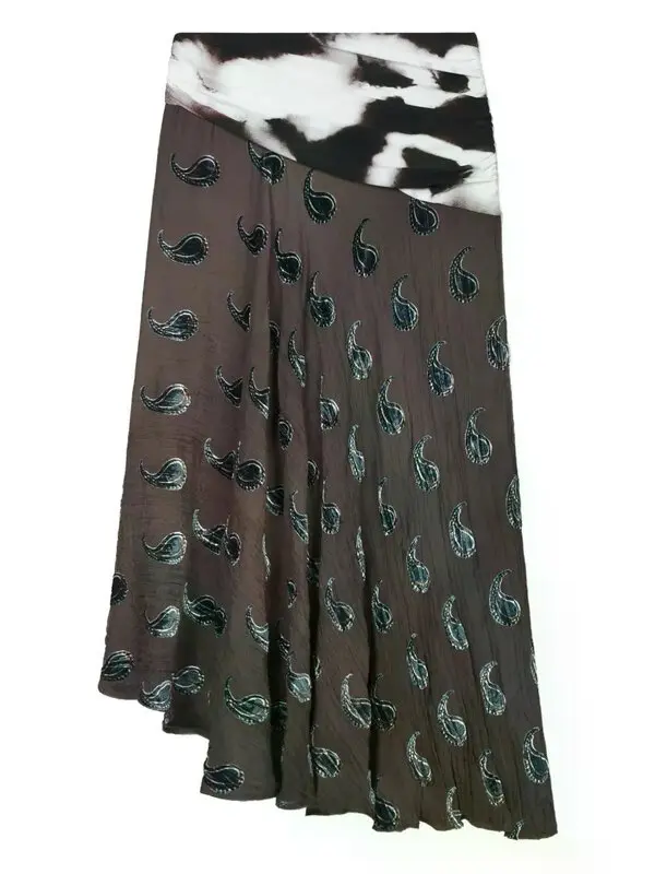 Tory Burch Paisley Pattern Asymmetric Midi Skirt