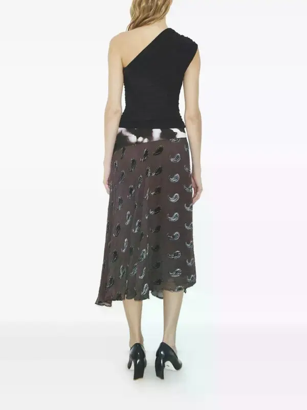Tory Burch Paisley Pattern Asymmetric Midi Skirt