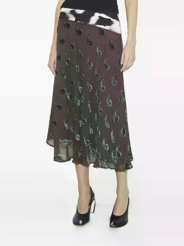 Tory Burch Paisley Pattern Asymmetric Midi Skirt