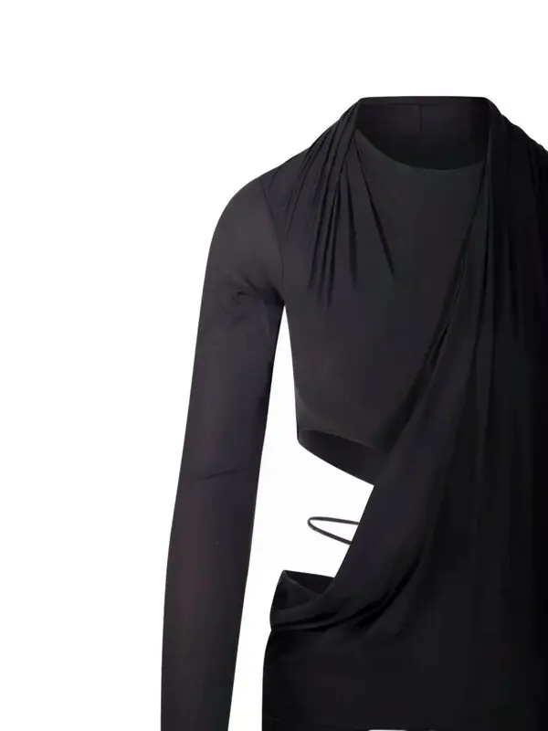 AMAZUIN Draped Cutout Long Sleeve Dress