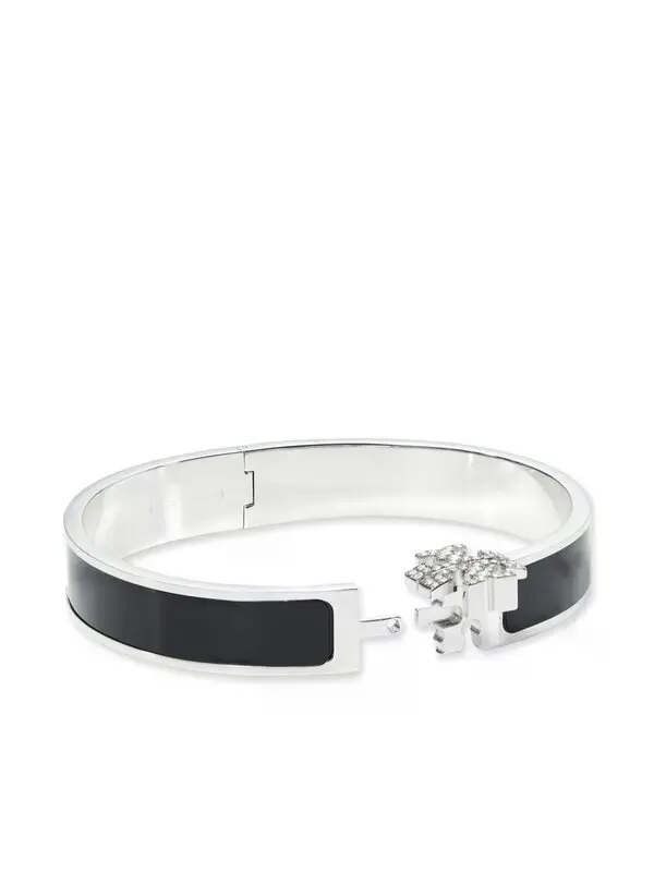 Tory Burch Enamel And Crystal Embellished Icon Bracelet - Silver