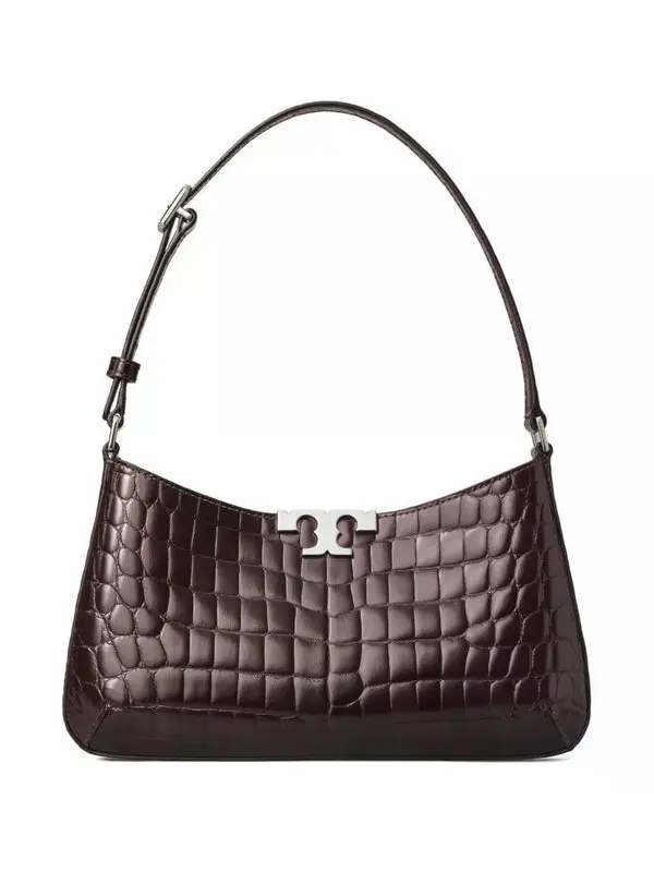 Tory Burch Eleanor Croc-embossed Shoulder Bag - Brown